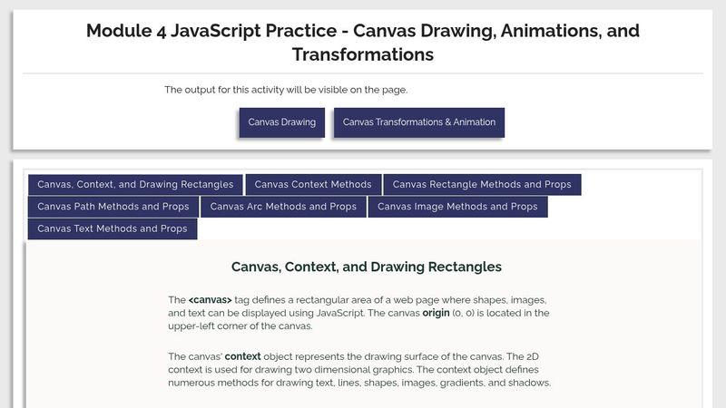 Module 4 Coding Activity - Canvas Drawing, Animations, and Transformations
