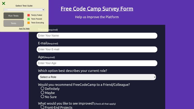 Survey Page (FreeCodeCamp Project )