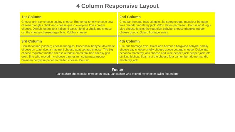 4 Column Responsive Layout