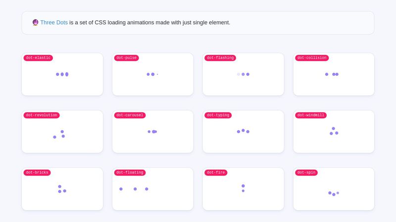 CodePen Home Three Dots - CSS loading animations made with single element