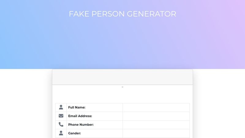 Fake Person Generator