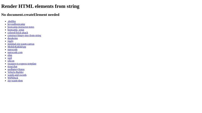 string to HTML no document.createElement