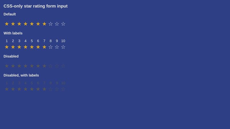CSS-Only Star Rating Form Component