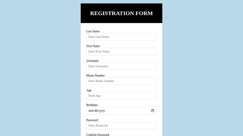 Responsive Registration Form