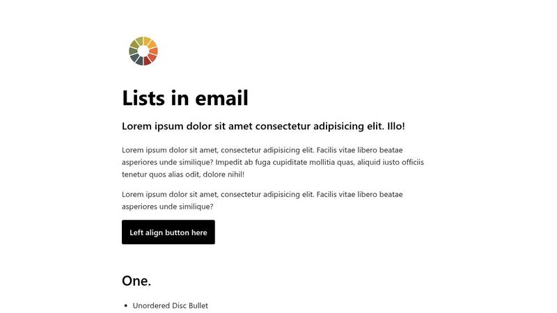 Bulleted lists in HTML email Mailchimp version