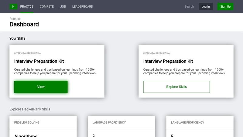 HackerRank Dashboard Layout