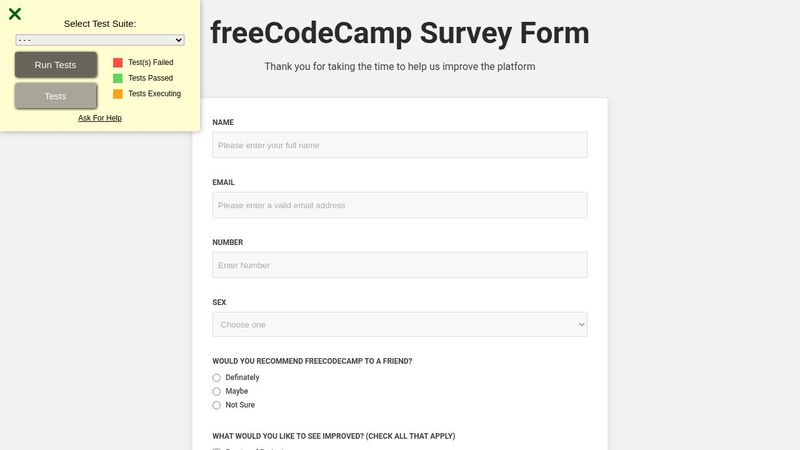 freeCodeCamp - Survey Form