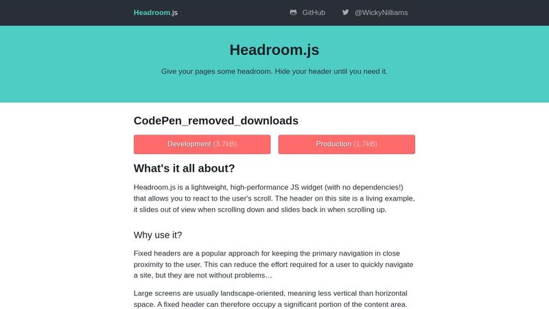 Headroom.js demo