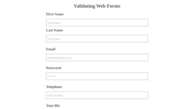 Validating Web Forms
