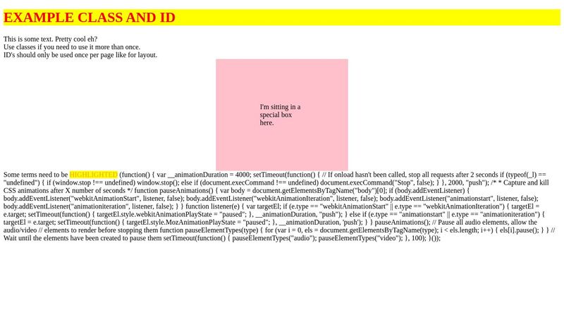 Class and ID Example