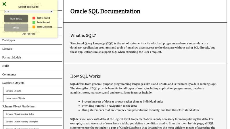 Oracle SQL Documentation (FCC Tech. Doc. Page)