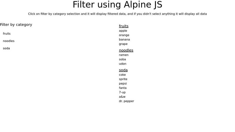 Alpine JS - Category Filter