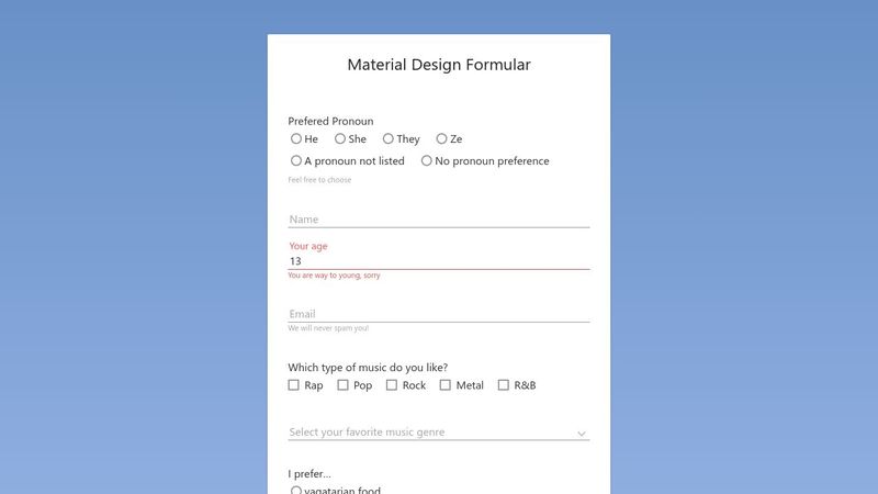 Form fields with material design and video background, in pure CSS