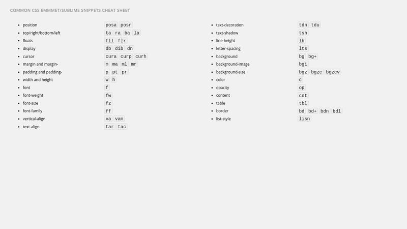 Common Emmet + Sublime shortcuts