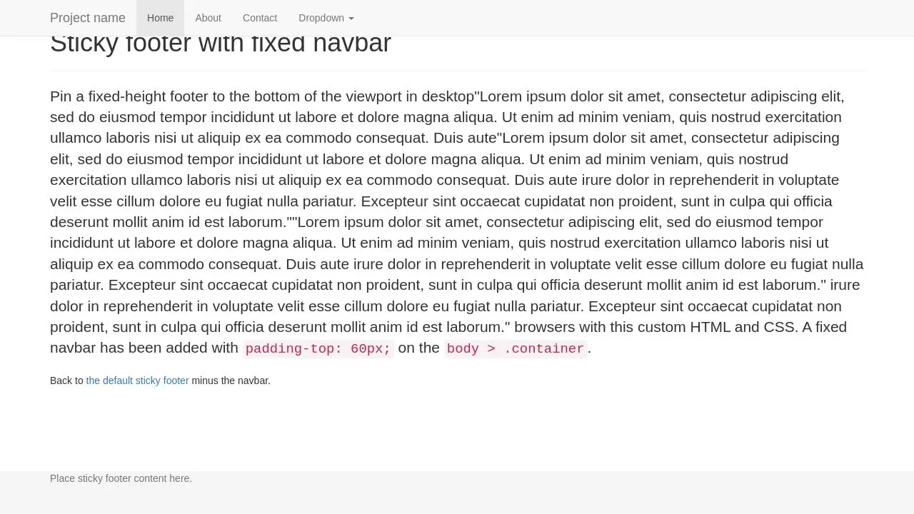 Sticky header and footer - Bootstrap