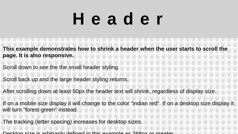 Resize Header on Scroll - Responsive