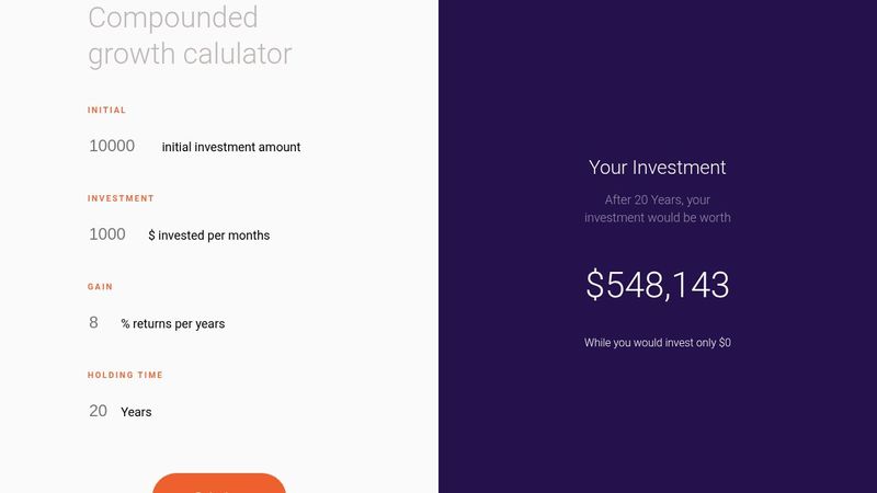 Investment Compounded growth calculator