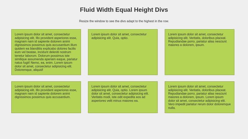 Fluid Width Equal Height Divs