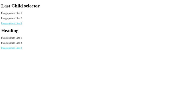 CSS Selector | Last Child selector