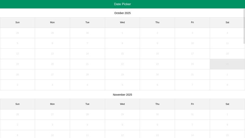 Date Picker - Multiple Months