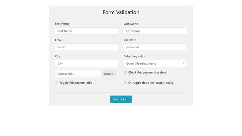 Bootstrap 4 Form Validation