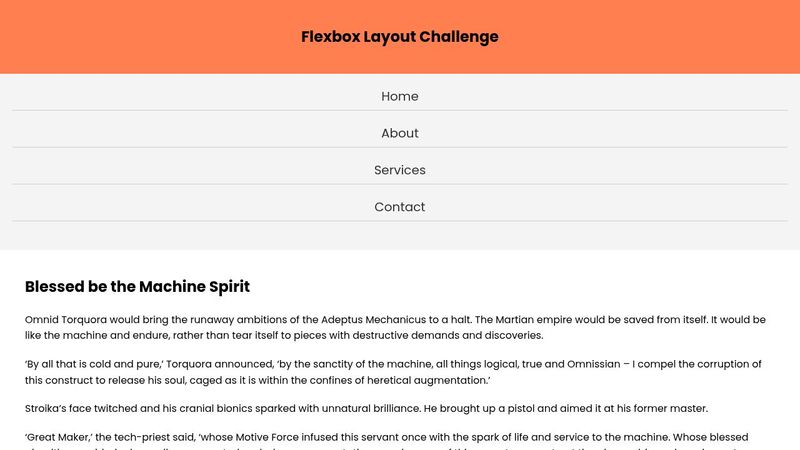 CSS; Flexbox Layout Challenge