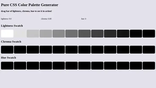 Pure CSS Color palette generator