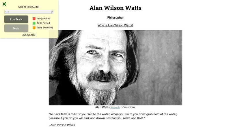 Tribute page to Alan Wilson Watts
