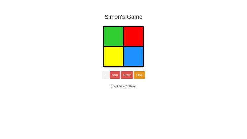 React Simon's Game Layout