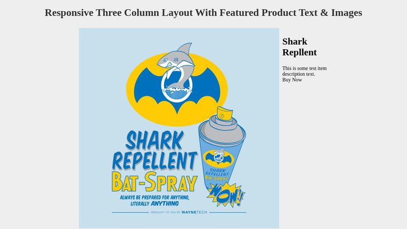Responsive Three Column Layout with Feattured Product Text & Images