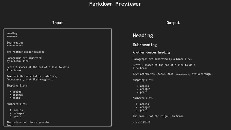 React/SCSS Markdown Previewer (FreeCodeCamp)