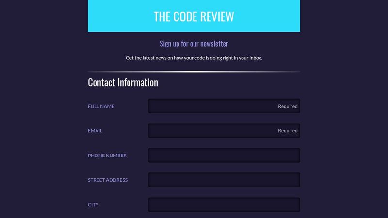 Responsive Form for Newsletter (HTML and CSS only)