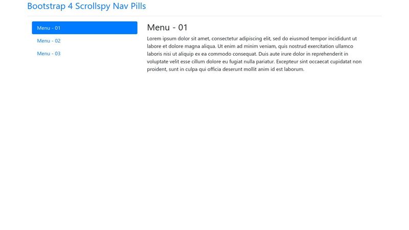 Bootstrap 4 Scrollspy Nav Pills