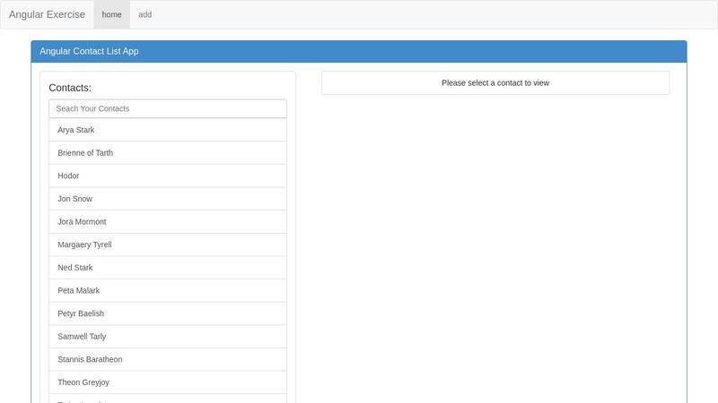 AngularJS contact list