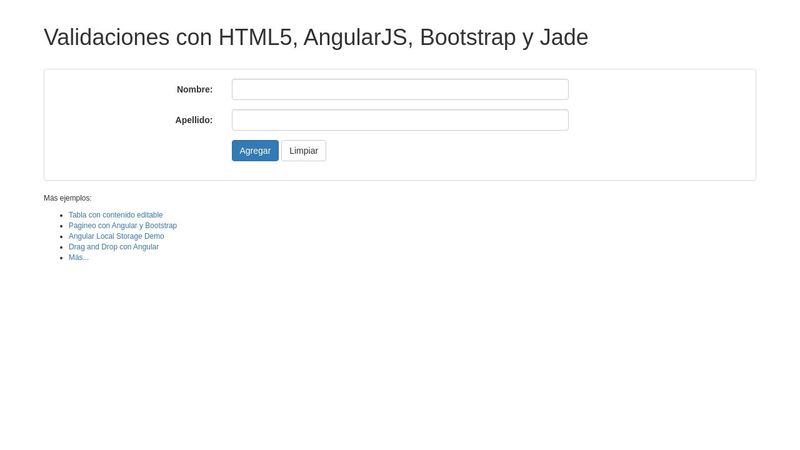 Validaciones con HTML5, AngularJS, Bootstrap y Jade