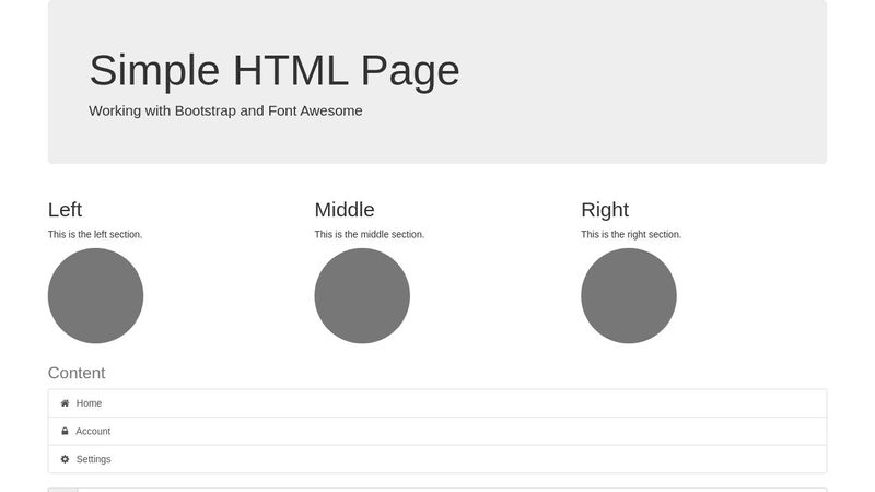 Simple HTML Page with Bootstrap and Font Awesome