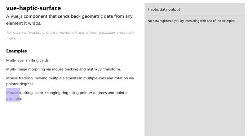 Vue Haptic Surface Component