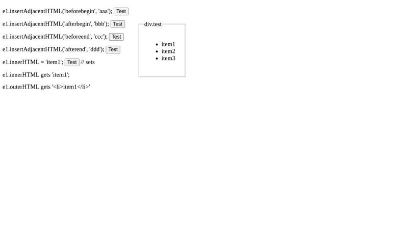 js without jQuery : .insertAdjacentHTML