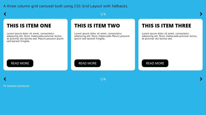 Responsive three column fader carousel