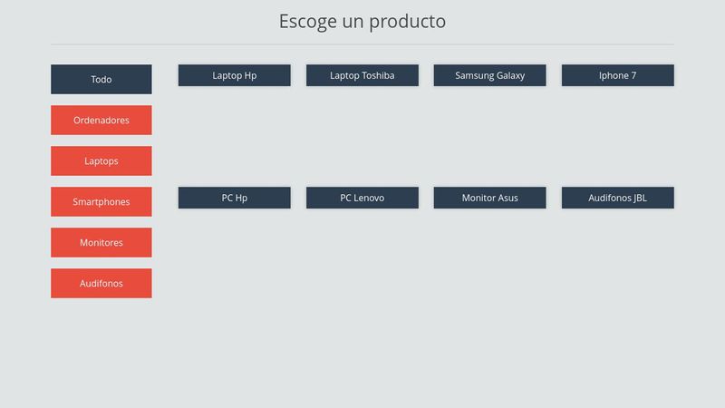 Filtrando elementos con HTML, CSS y JS