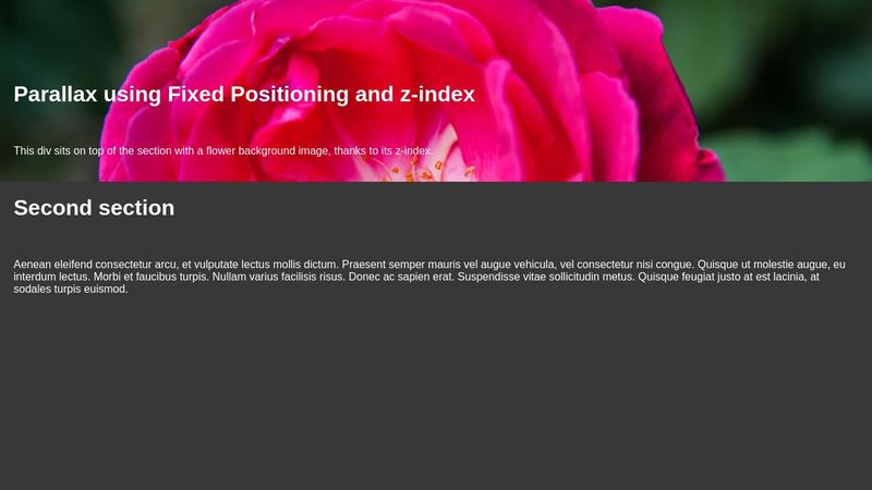 Parallax using z-index and fixed positioning