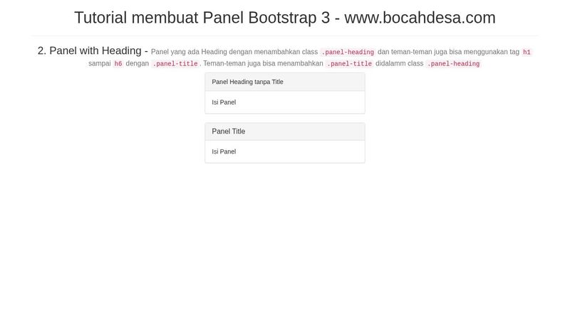Panel with Heading - Tutorial Dasar Bootstrap