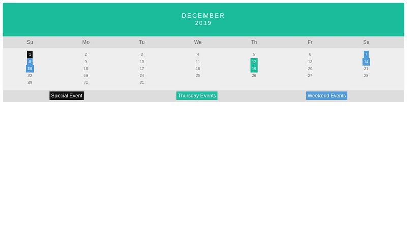 Responsive Calendar - Pure CSS