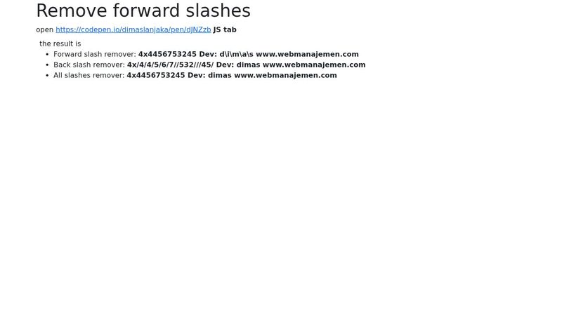Remove slashes from string JS