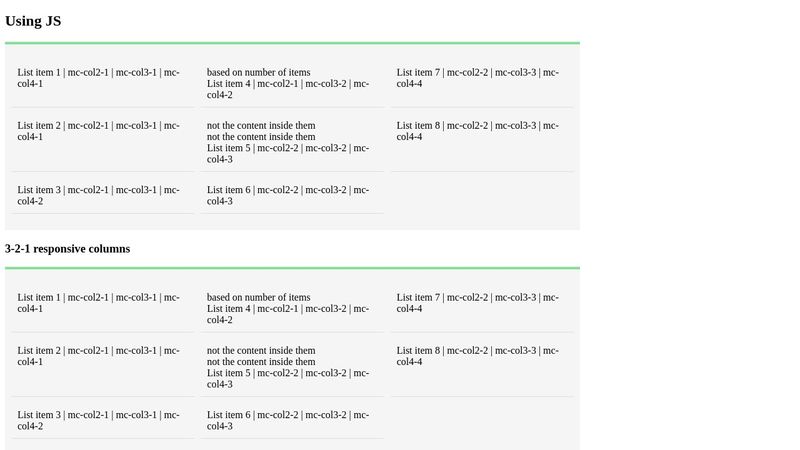 Responsive multi-column lists with CSS grid and JS