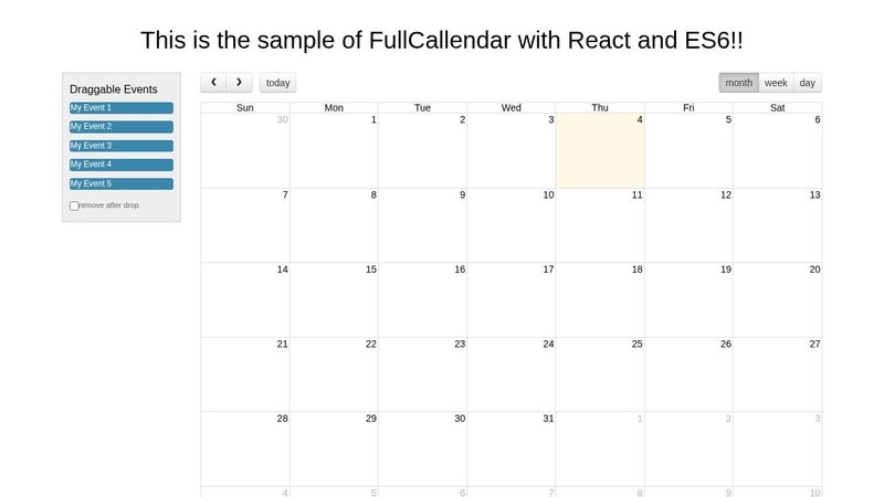 FullCalendar With React ES6