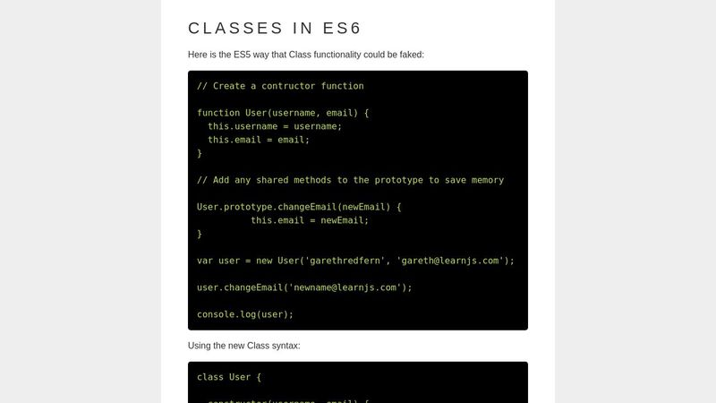 Classes in ES6