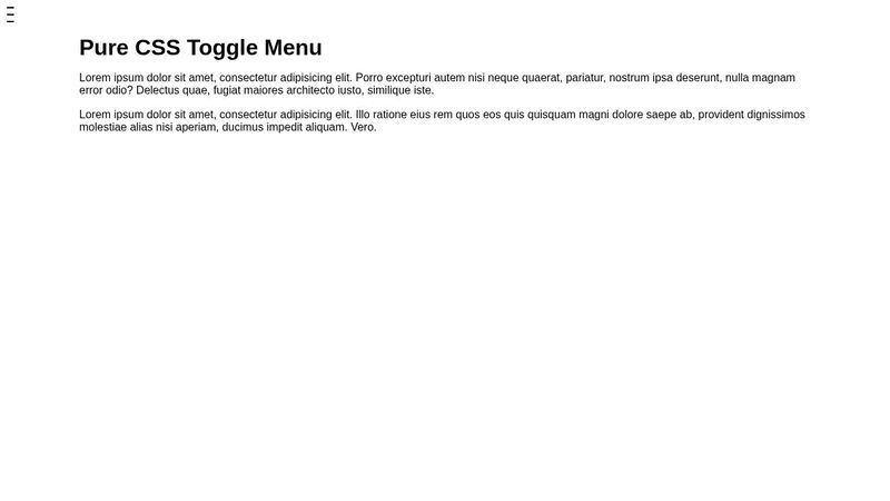 Pure CSS Toggle Menu