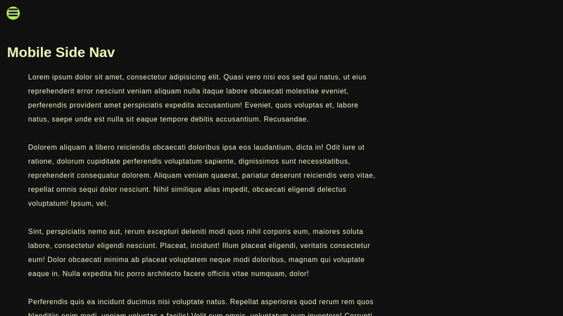 Mobile Toggle-able Side Navigation [CSS]