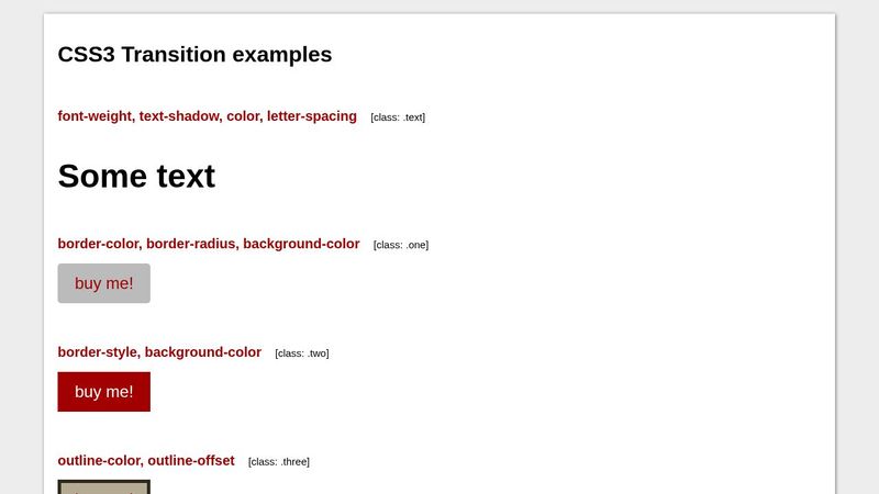 CSS3 Transition examples - Work in progress